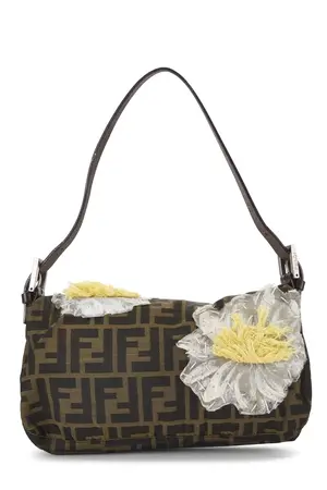 Fendi Zucca Monogram Embroidered Baguette Shoulder Bag