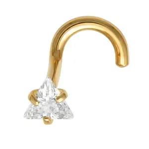 Zahav Jewelry 10k Solid 20g Triangle Cz Nose Stud