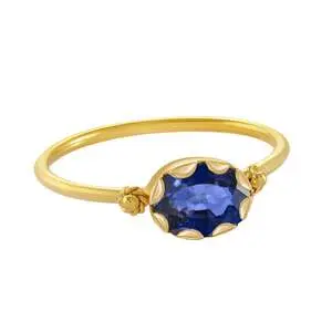 EMMA CHAPMAN JEWELS Blue / Gold Blue Sapphire Gold Stacking Ring - Blue/gold