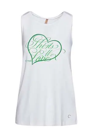 CONQUISTA Racer Back Print Top - White
