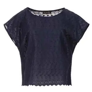 CONQUISTA Navy Sleeveless Embroidered Top - Blue