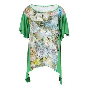 CONQUISTA Print Stretch Jersey Top With A Pointed Hemline Plus Size - Green