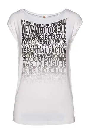 CONQUISTA Sleeveless Top With Word Print - White