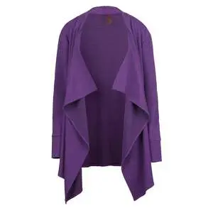 CONQUISTA Open-front Knit Style Long Cardigan - Purple