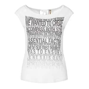 CONQUISTA Sleeveless Print Top - White