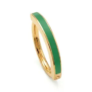 Zahav Jewelry 10k Yellow Green Enamel Huggie Clicker Belly Hoop - Gold