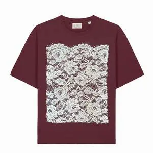 EFFEI Lumière Lace Tee Bordeaux - Red
