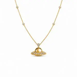 ORMIRO Ufo Necklace In Solid & Diamonds