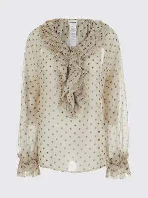 PAROSH P.a.r.o.s.h. Embroidered Polka Dot Crêpe Blouse With Ruffles