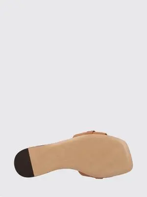 FERRAGAMO Gancini Smooth Flat Slide Sandals With Open Square Toe