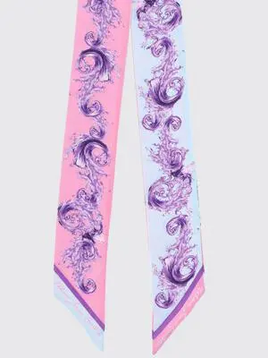 Versace Baroque Print Silk Bandeau Scarf With Logo