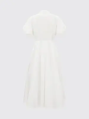 Erdem Cotton Midi Shirt Dress With Puff Sleeves And Macramé Inserts - White