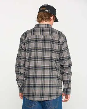 Volcom Caden Plaid Long Sleeve Shirt - Pewter