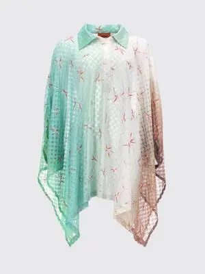 Missoni Embroidered V-neck Viscose Mini Caftan With Asymmetrical Hem