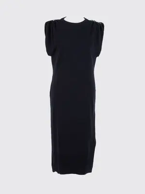 TWINSET Sleeveless Midi Dress With Striped Shirt Underlay