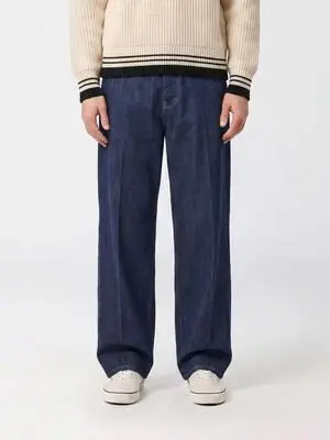 AMI Paris Indigocoloured Cotton Denim Wide Leg Pants - Indigo