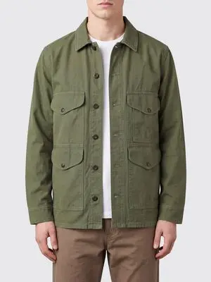 Filson Button-up Cotton Shirt Jacket With Spread Collar And Patch Pockets