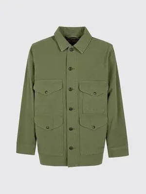 Filson Button-up Cotton Shirt Jacket With Spread Collar And Patch Pockets