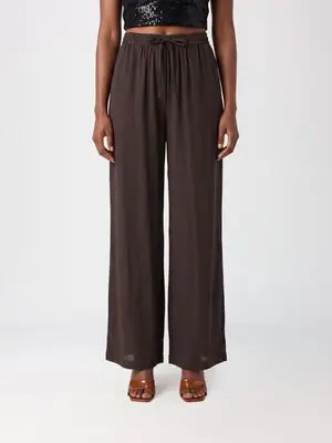 PAROSH P.a.r.o.s.h. High-waisted Silk Palazzo Trousers With Drawstring Waist - Brown