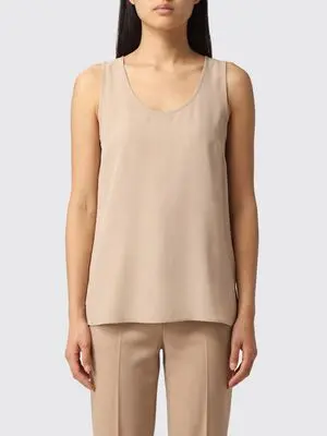PAROSH Sleeveless U-neck Top P. A.r. O.s. H. In Polyester - Beige