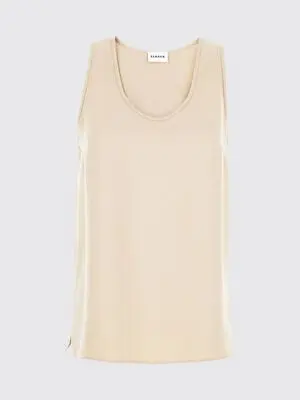 PAROSH Sleeveless U-neck Top P. A.r. O.s. H. In Polyester - Beige