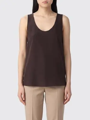 PAROSH P.a.r.o.s.h. Sleeveless U-neck Top In Polyester - Brown
