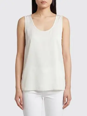PAROSH Sleeveless U-neck Top P. A.r. O.s. H. In Polyester White