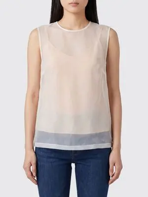 PAROSH Sleeveless Crewneck Top P. A.r. O.s. H. In Pure Silk - White