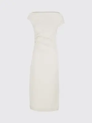 PAROSH P.a.r.o.s.h. Cady Sheath Midi Dress With Ruched Waist - White