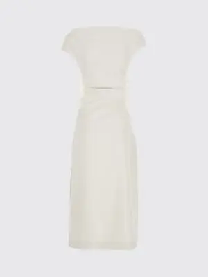 PAROSH P.a.r.o.s.h. Cady Sheath Midi Dress With Ruched Waist - White