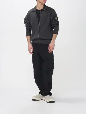 Stone Island Cotton Zip Up Sweatshirt With Logo