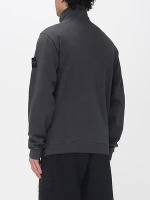 Stone Island Cotton Zip Up Sweatshirt With Logo
