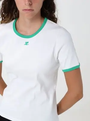 COURREGES Slim Fit Cotton T-shirt With Contrast Logo And Trim