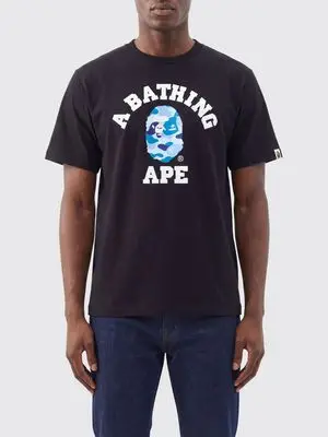 A BATHING APE Cotton Jersey T-shirt With Contrasting Chest Logo - Black 1