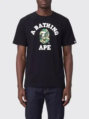 A BATHING APE Cotton Jersey T-shirt With Contrasting Chest Logo - Black