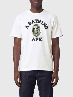 A BATHING APE Cotton Jersey T-shirt With Contrasting Chest Logo - White 1