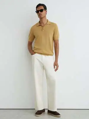 REISS Manor Merino Wool Short-sleeve Polo Shirt - Yellow