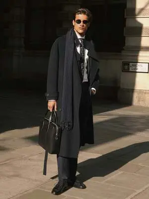 REISS Selation Wool-blend Belted Overcoat - Navy