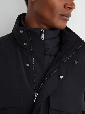 REISS Glick Four-pocket Hooded Jacket With Removable Gilet - Navy