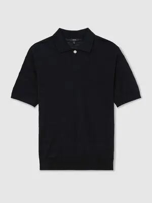 REISS Serval Check-texture Short-sleeve Polo Jumper With Wool
