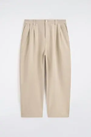 Cos Pleated Denim Relaxed-fit Barrel-leg Pants - Beige