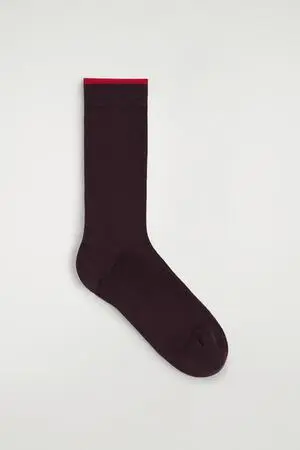 Cos Contrast-tipped Cotton Socks - Brown