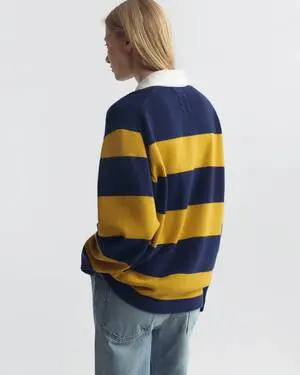NILI LOTAN Rashida Rugby Sweater - Navy/amber Stripe