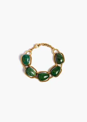 Khaite Cyclone Stone Bracelet In Antique Gold - Green
