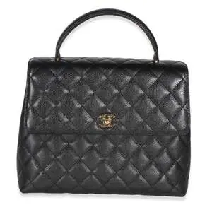 CHANEL Chanel Vintage 24k Quilted Caviar Top Handle Bag