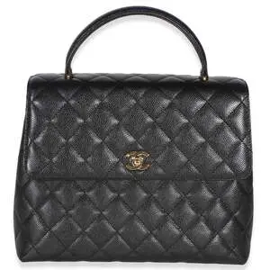 CHANEL Chanel Vintage 24k Quilted Caviar Top Handle Bag