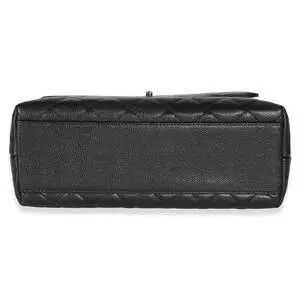 Chanel Vintage 24k Quilted Caviar Top Handle Bag - Black