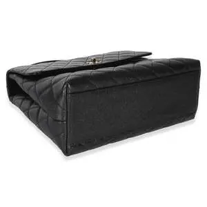 Chanel Vintage 24k Quilted Caviar Top Handle Bag - Black