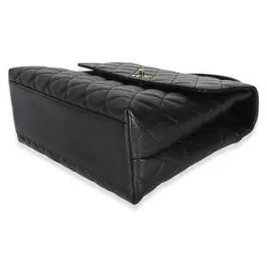 Chanel Vintage 24k Quilted Caviar Top Handle Bag - Black