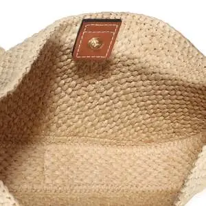 Celine Natural Raffia Calfskin Triomphe Tilly Shoulder Bag - Beige